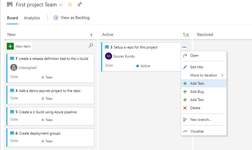 Getting started with Azure Devops -work items – My Devops Journal