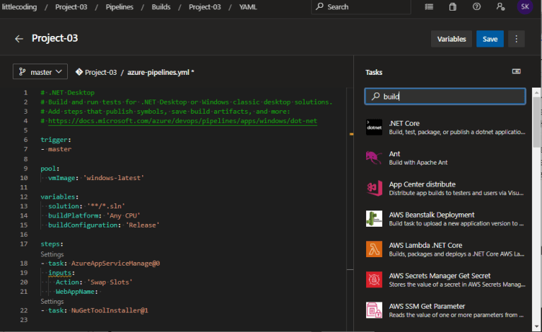 Getting started with Azure Devops -create a build pipeline -Part 1 (YAML pipeline) – My Devops ...